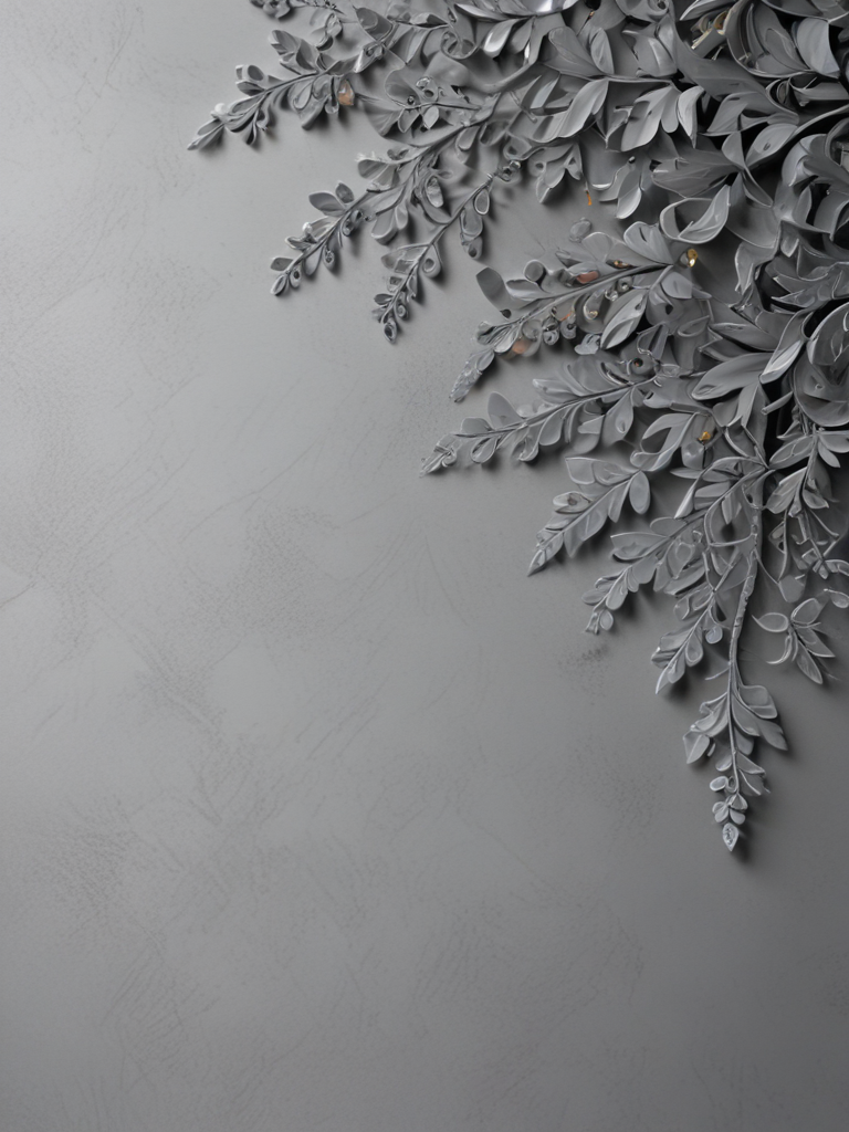 Elegant Gray Leaves Arrangement Against a Subtle Textured Background.