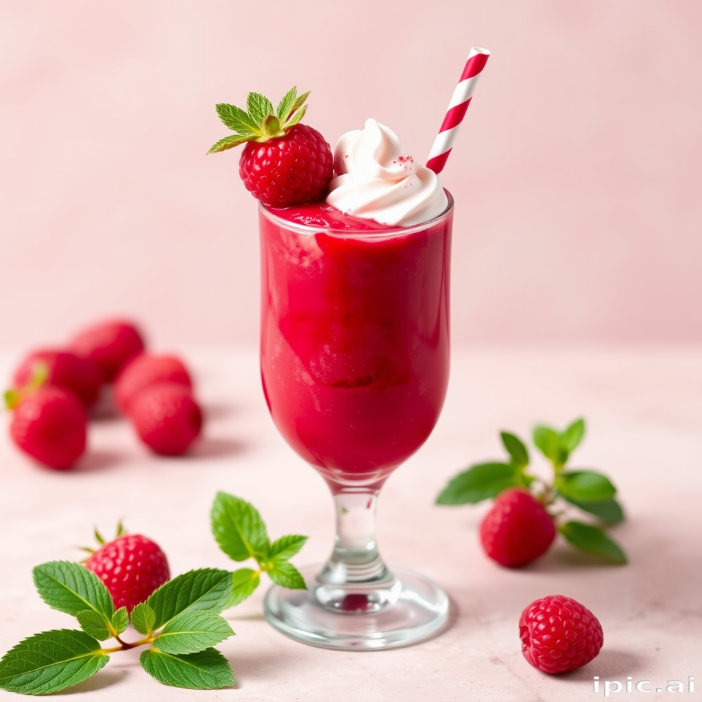 Delicious Raspberry Cream Cocktail with Whipped Topping and Fresh ...