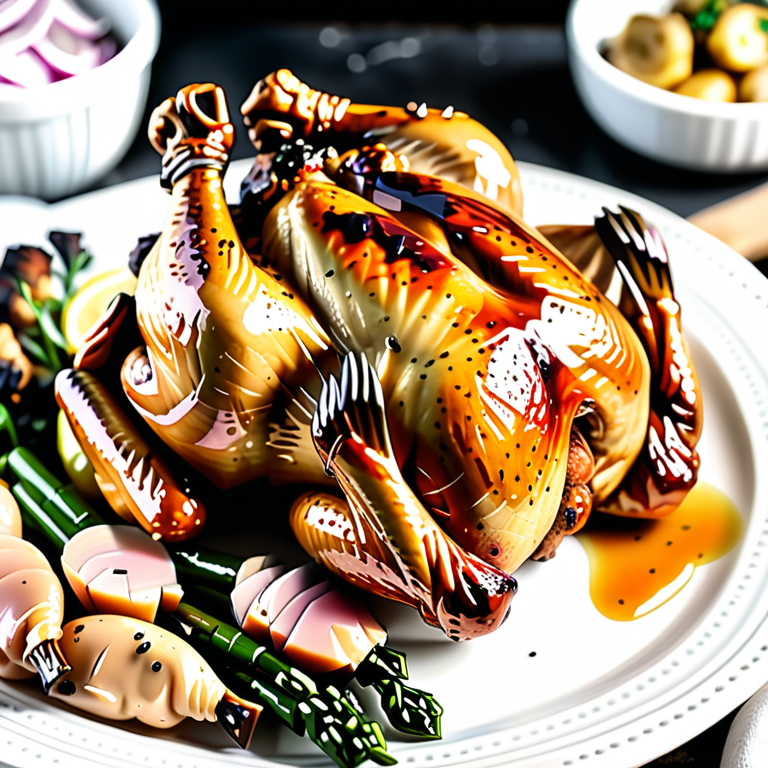 A Deliciously Roasted Chicken Surrounded by Colorful Vegetables and ...
