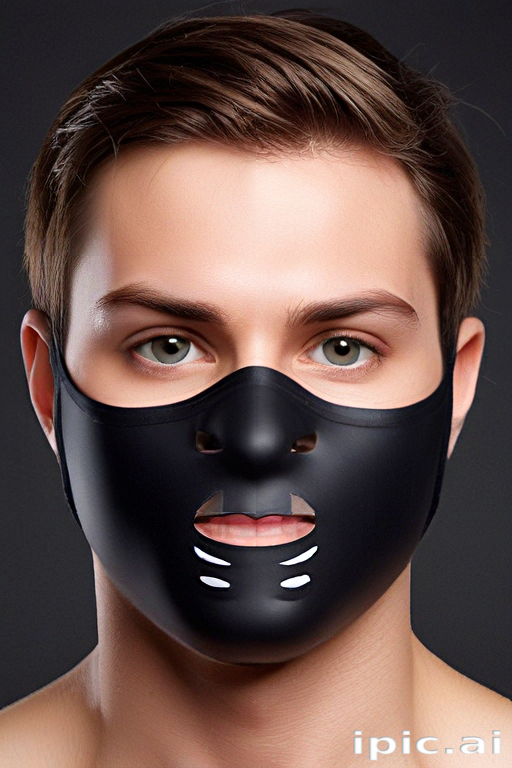 Young Man Wearing a Stylish Black Facial Mask for Personal Protection