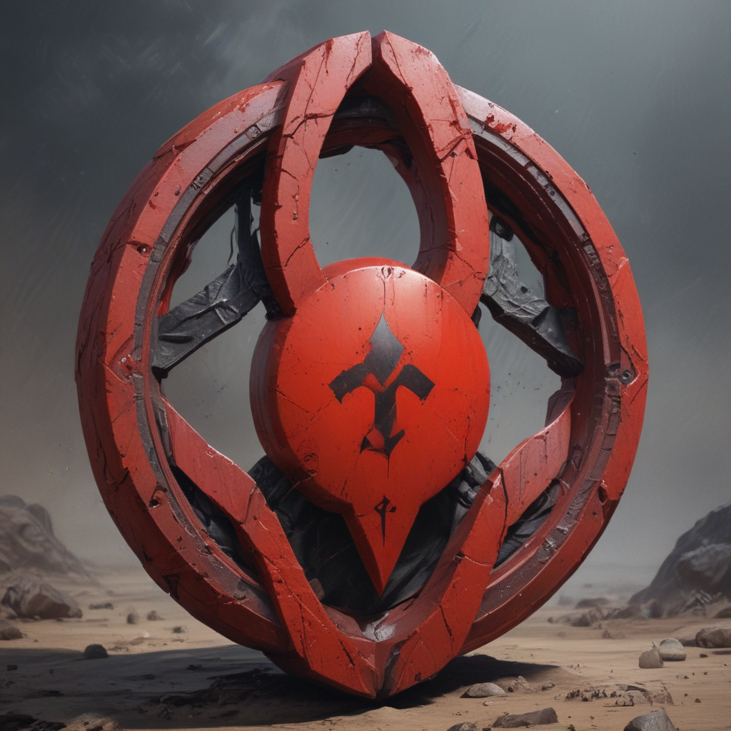 Realistic sci-fi painting of red ward rune