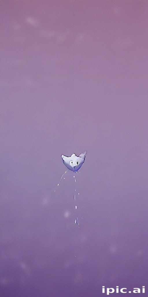 A Whimsical Balloon Character Floating in a Soft Purple Sky Background.