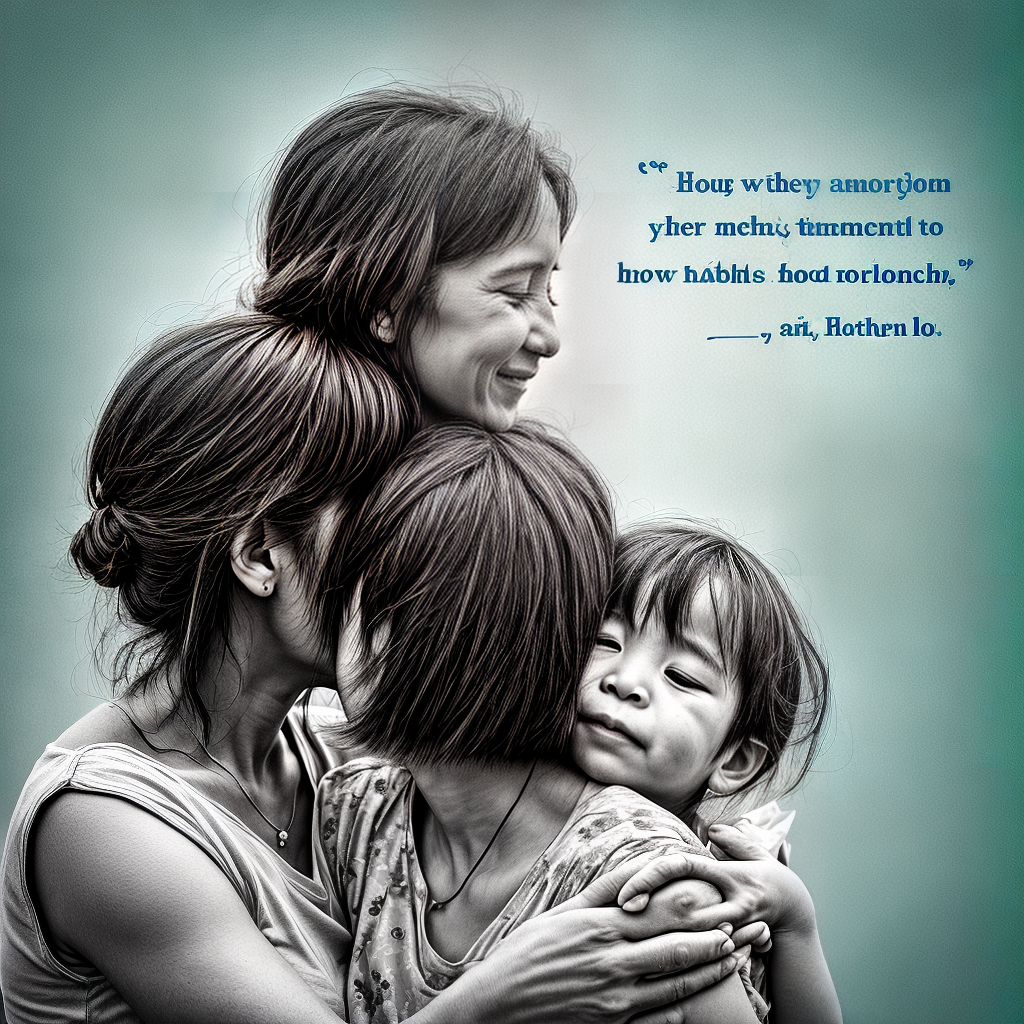 "Generate an image that captures the heartwarming moment of a mother ...