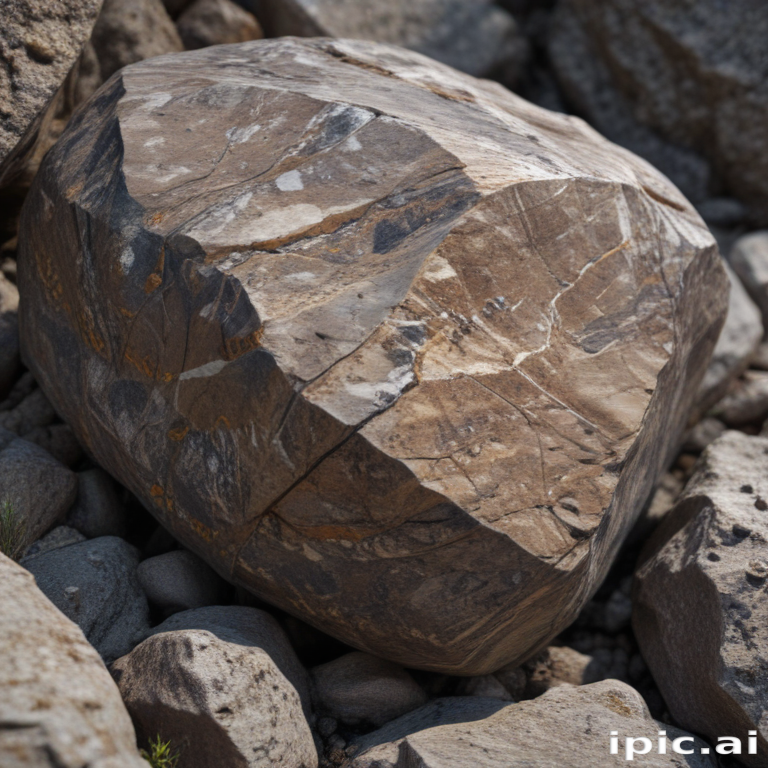 Close-Up View of a Large, Textured Rock Among Smaller Stones