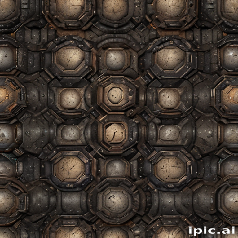 Intricate Metallic Texture Design Featuring Hexagonal and Circular Patterns