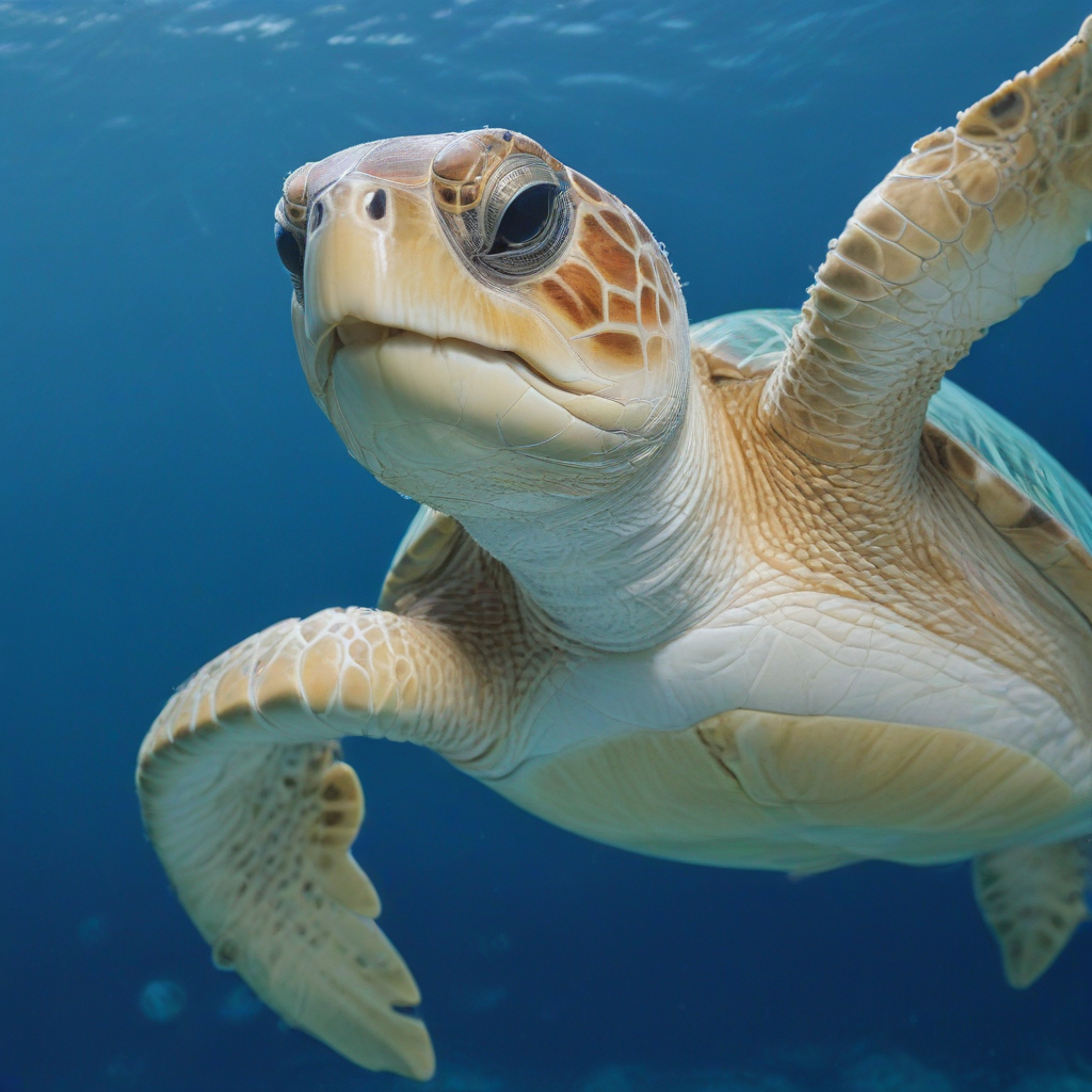 One natural, happy smiling, precious golden-colored sea-turtle made out ...