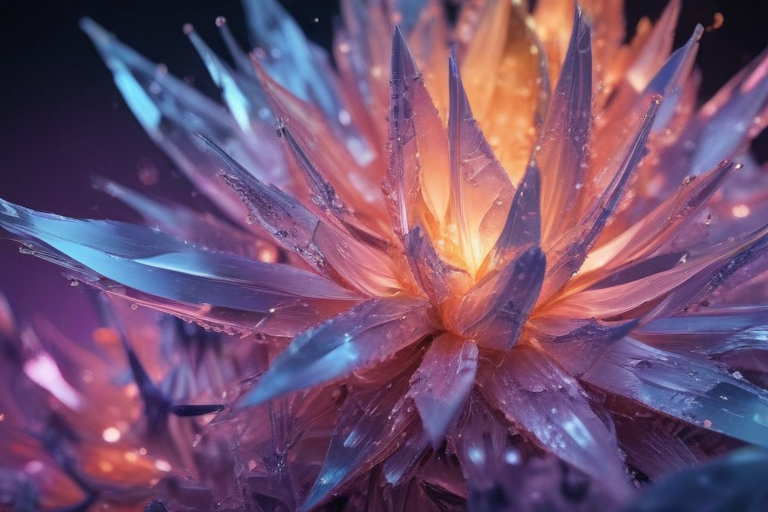 A Stunning Close-Up of a Vibrant, Multicolored Crystal Flower Blooming ...