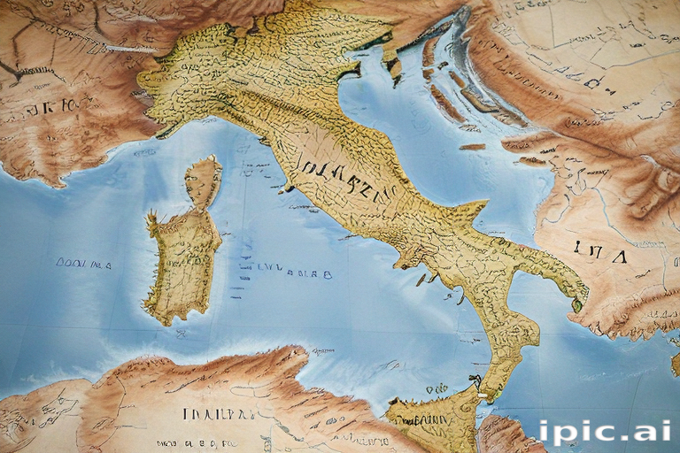 Detailed Historical Map Showing Italy and Surrounding Mediterranean Regions