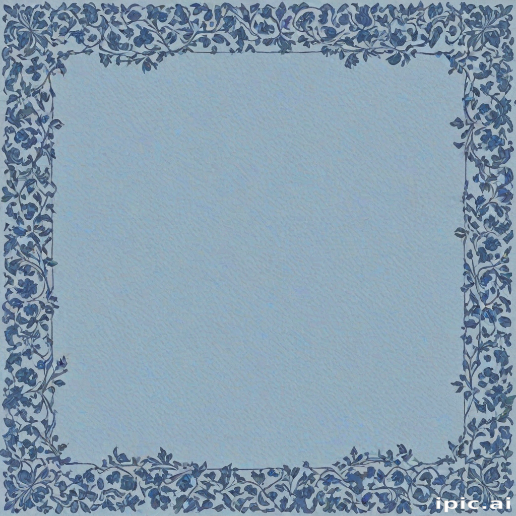 Elegant Floral Border Design on a Soft Blue Textured Background