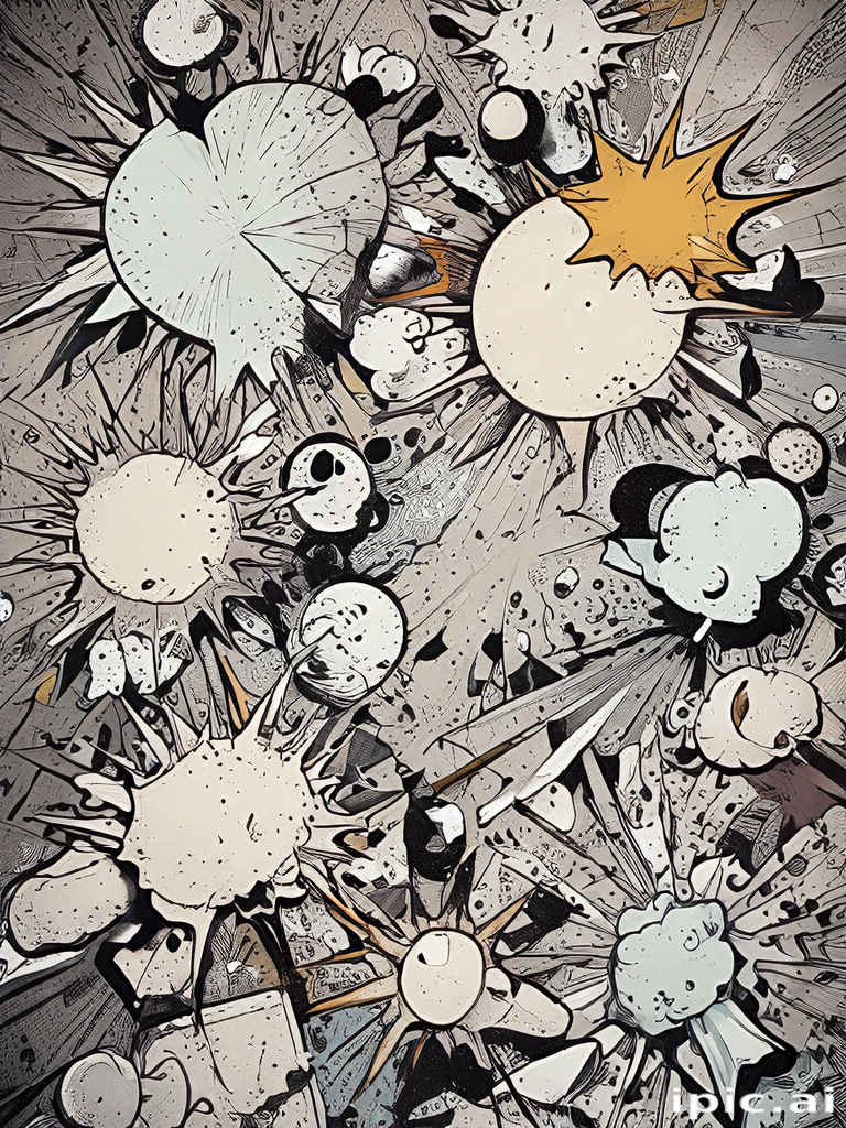 Dynamic Explosion of Colorful Shapes and Patterns in Abstract Comic Style