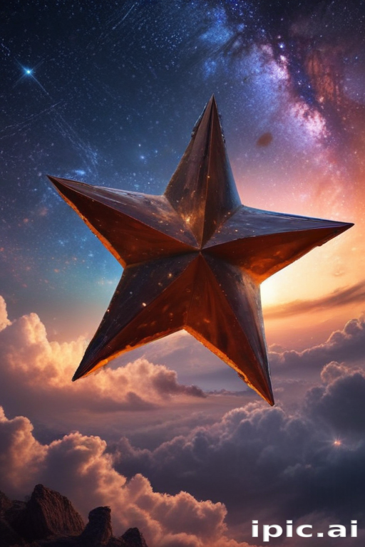 Majestic Star Floating in a Cosmic Sky Surrounded by Colorful Nebulae
