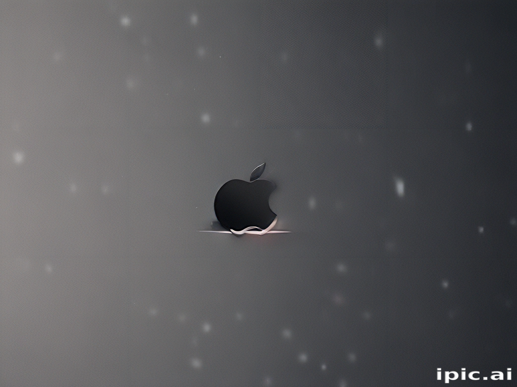 Minimalistic Apple Logo Design with Subtle Snowfall and Dark Background