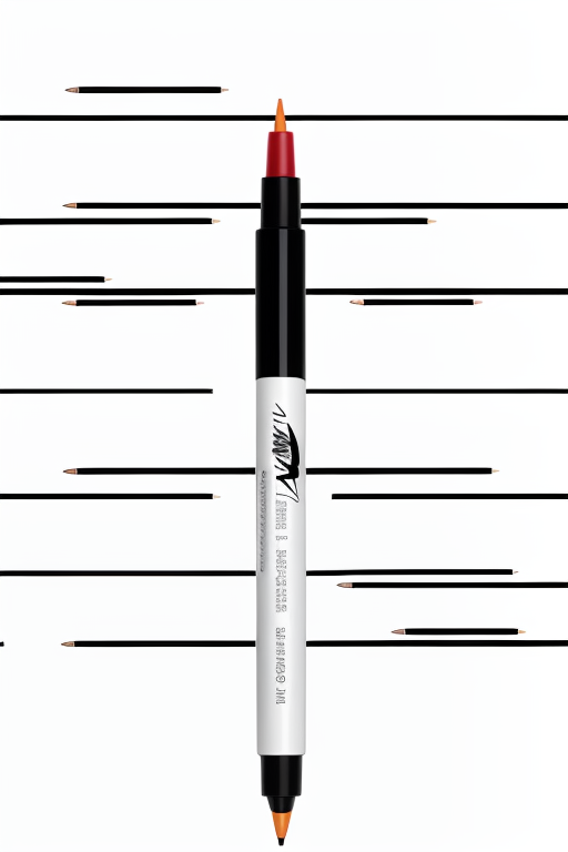 Colorful Markers Displayed with a Dual-Tipped Red and Orange Marker