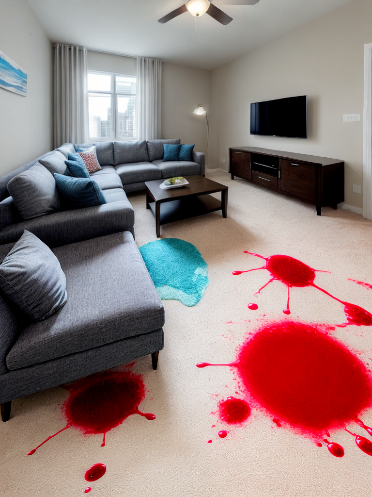 living room with blood everywhere