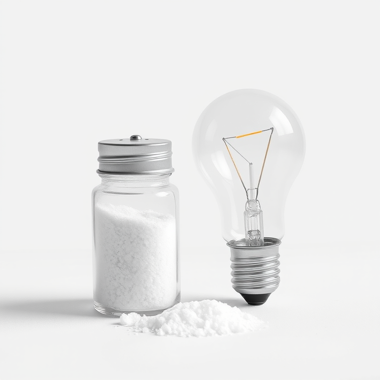 Create a high-resolution illustration of a salt shaker and a light bulb ...