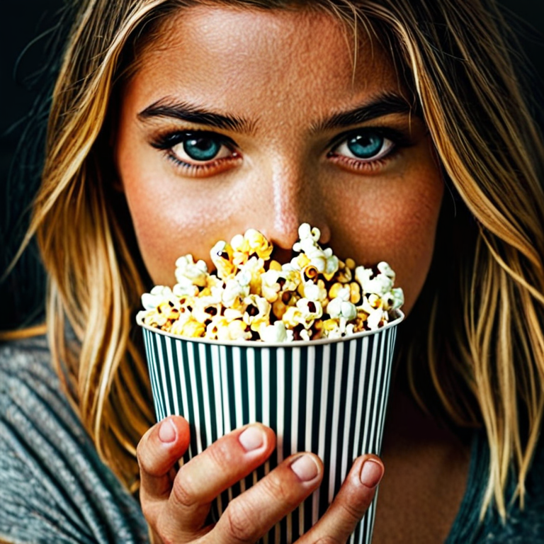 Person eating popcorn