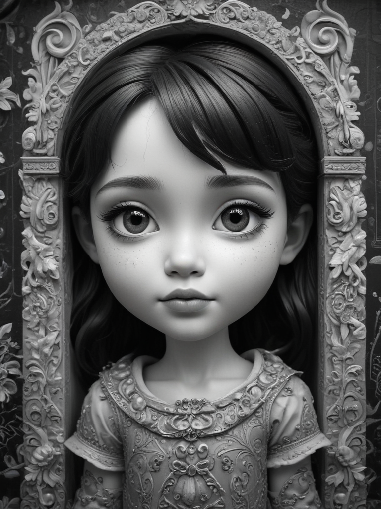 Intricate Portrait of a Doll with Expressive Eyes and Delicate Features