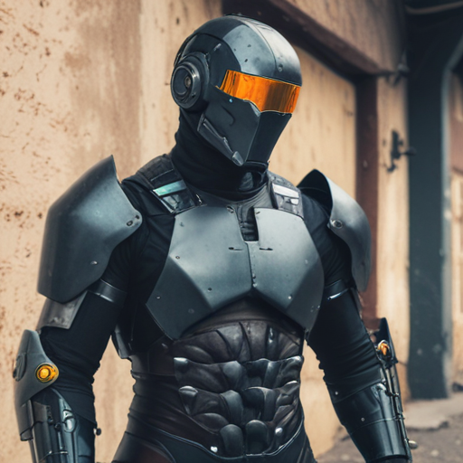 A person has electrical armour and sowrd