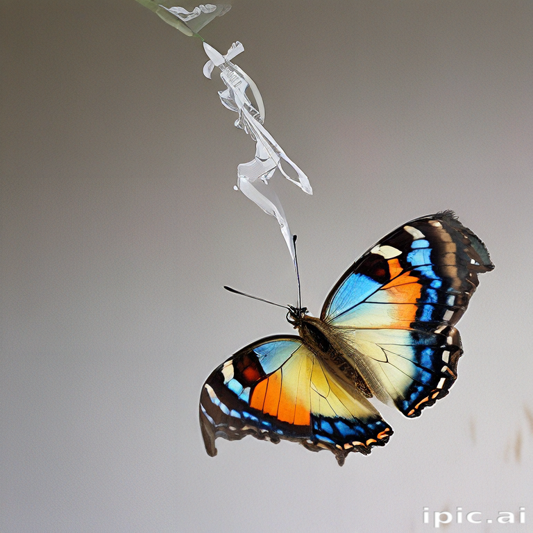 A Vibrant Butterfly Gracefully Suspended Amidst Delicate White Strings