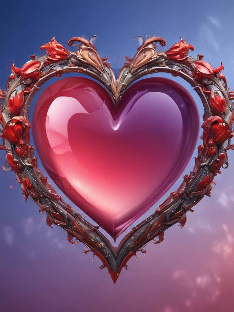 Elegant Heart Design Surrounded by Intricate Floral Patterns and ...