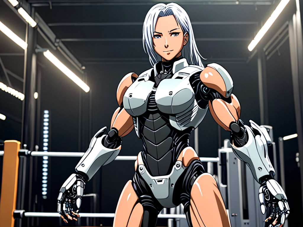 muscle robot girl anime