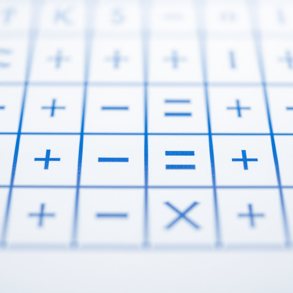 Close-Up View of a Mathematical Operations Table with Various Symbols