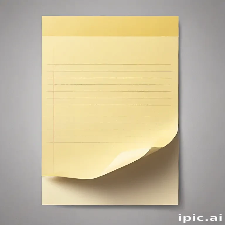 Blank Yellow Sticky Note with a Slightly Peeling Corner on Gray Background