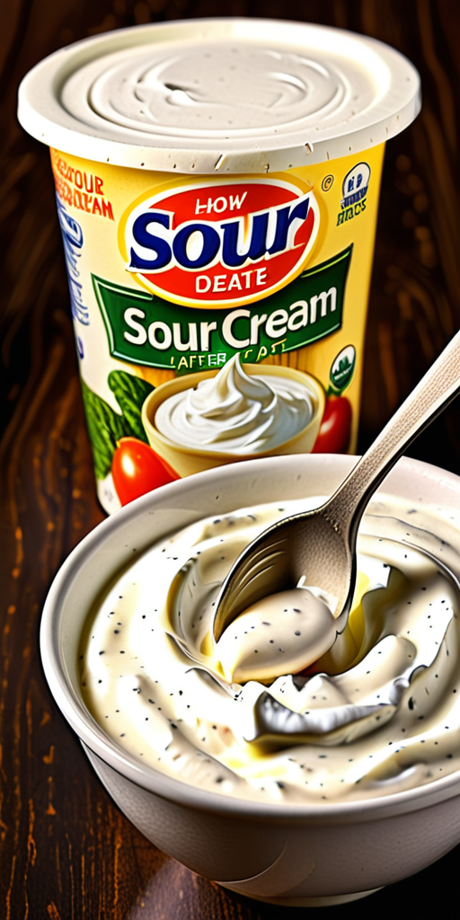 Delicious and Creamy Sour Cream Served in a Bowl with Spoon