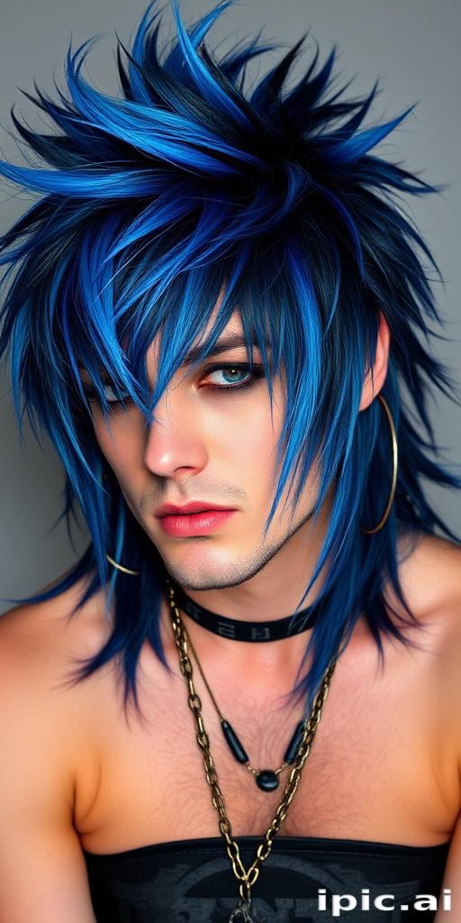 Striking Portrait of a Young Man with Bold Blue Spiky Hair