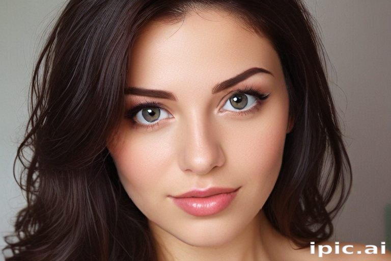 Close-Up Portrait of a Young Woman with Beautiful Green Eyes and Soft ...
