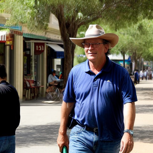 jolly middle aged Australian man surrounded by people wanting his ...