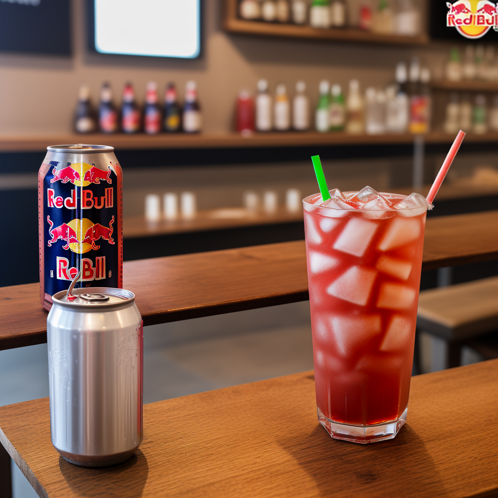 Refreshing Red Bull Beverages: Canned Energy Drink and Vibrant Cocktail