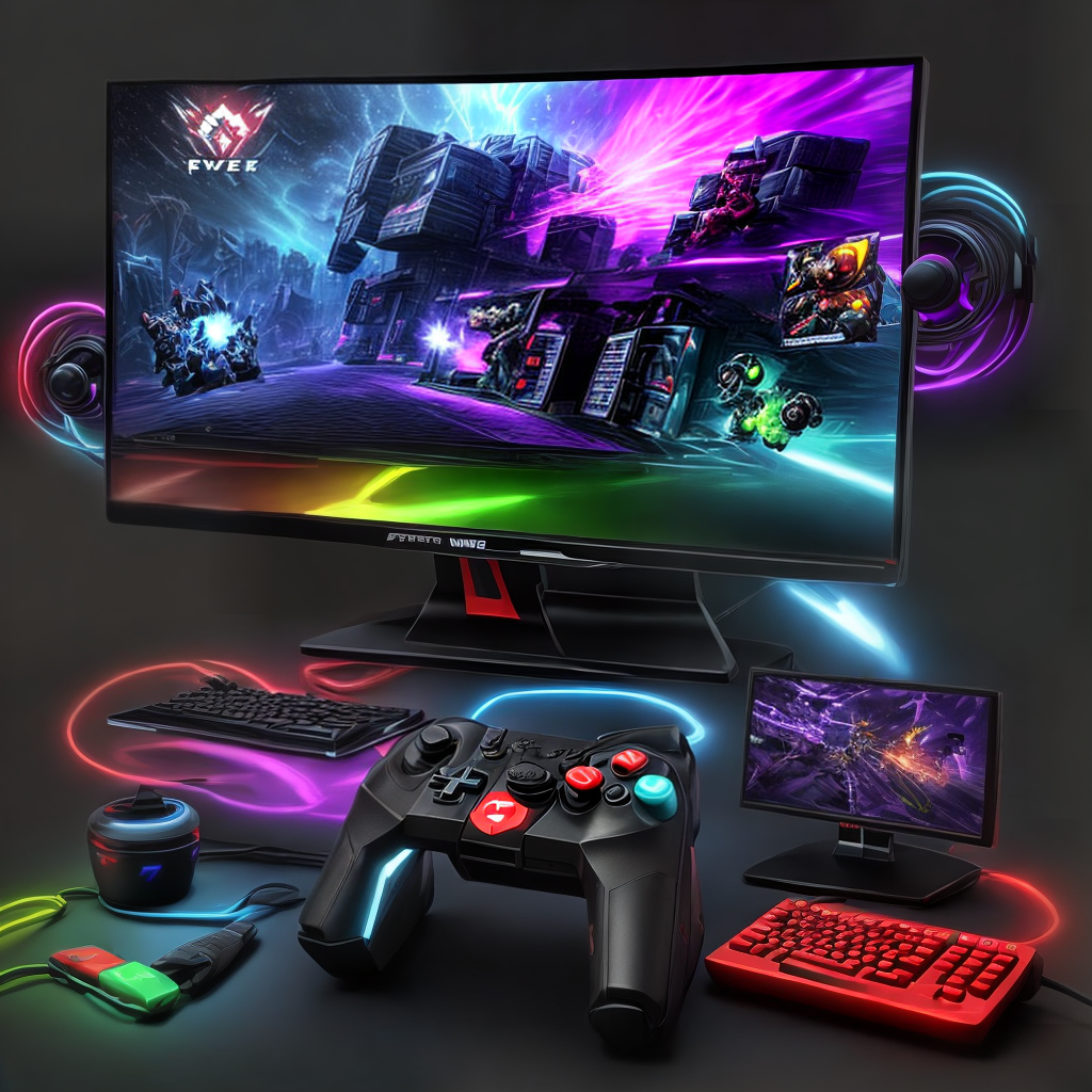 Create a visually engaging and dynamic image that represents the gaming ...