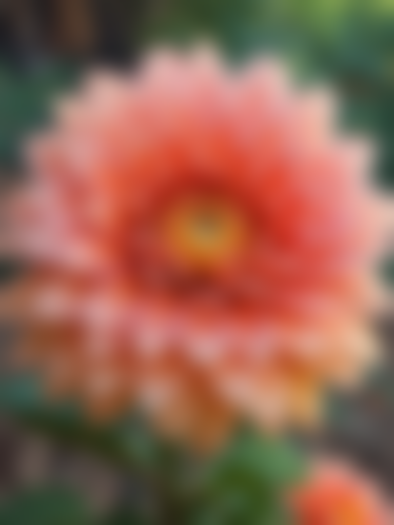 Vibrant Coral Flower Blooming Elegantly in a Lush Green Garden Setting