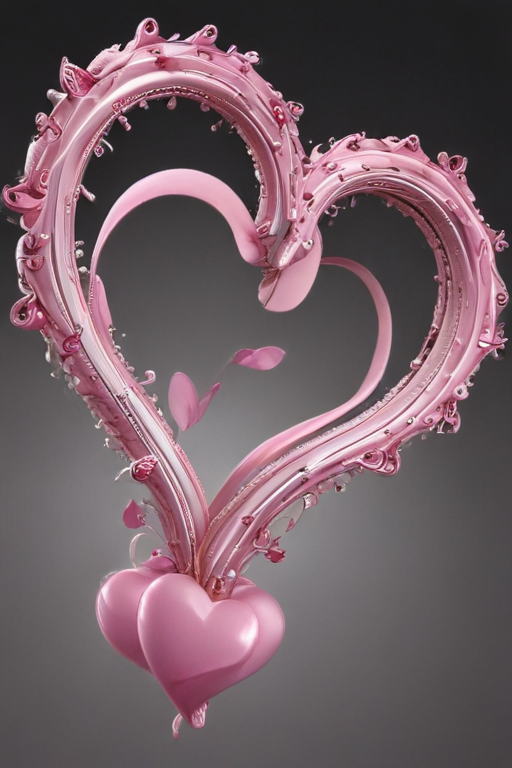 Elegant Pink Heart Design with Delicate Swirls and Charming Decorative ...