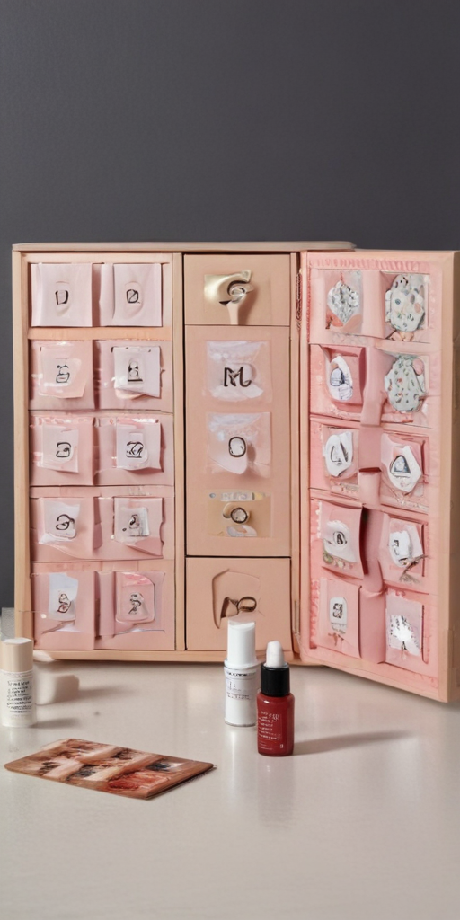 Colorful Advent Calendar with Beauty Products and Unique Illustrative ...