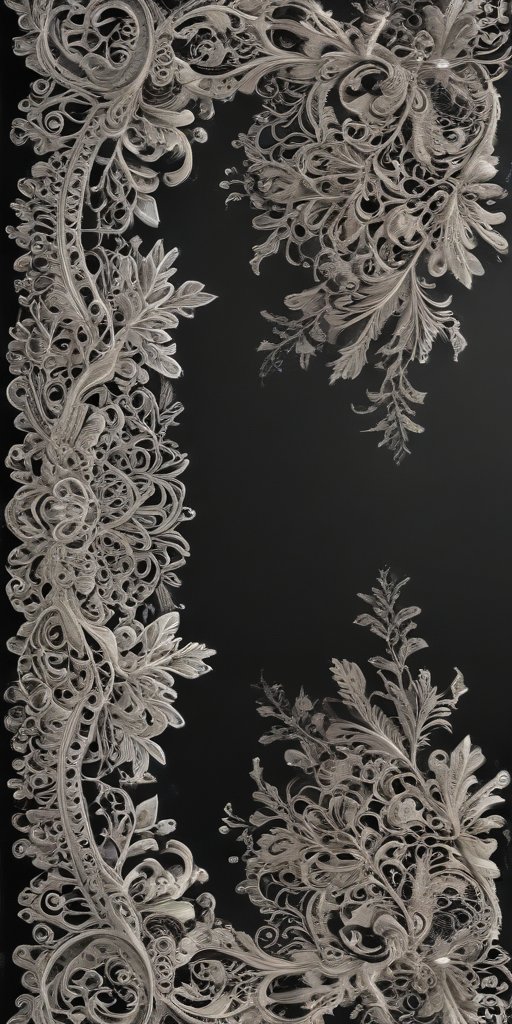 Intricate Floral Lace Design with Elaborate Patterns on a Dark Background