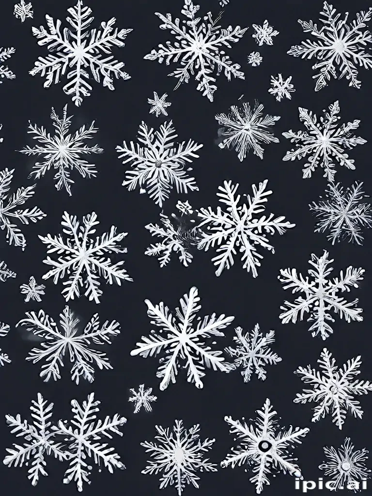 Beautiful Array of Intricate Snowflakes on a Dark Background Display