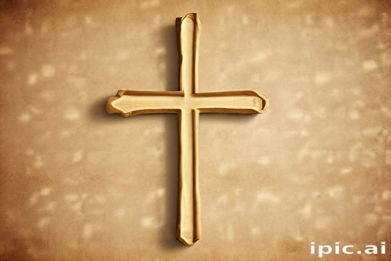 A Simple Wooden Cross Against a Textured Background with Soft Lighting
