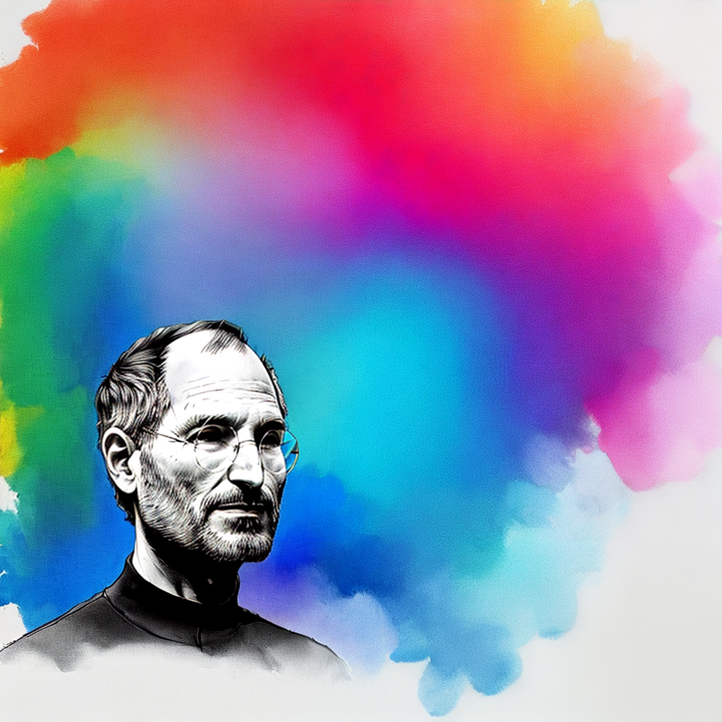 create a modern steve jobs painting using bold colors