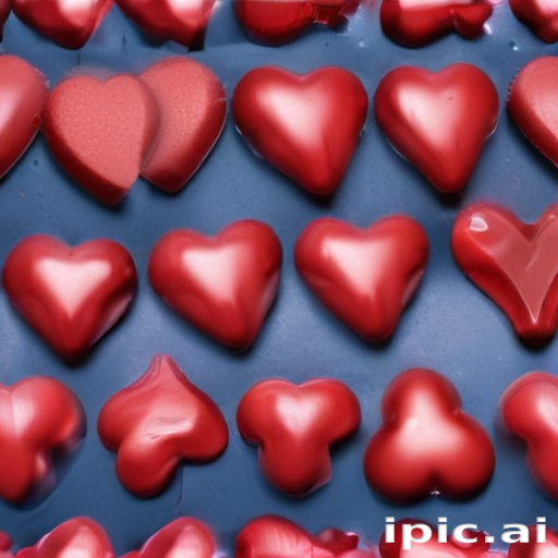 Colorful Red Hearts Arranged in a Playful Pattern on Blue Background