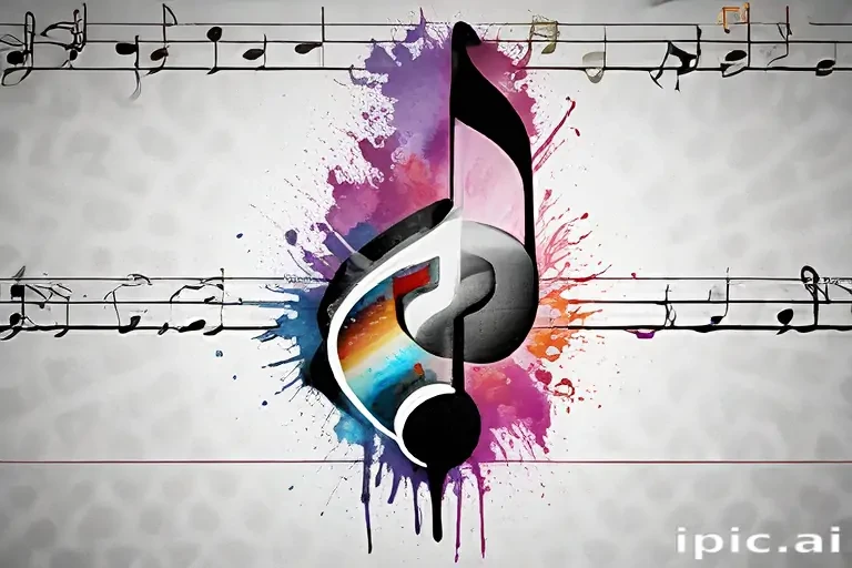 Vibrant Musical Notes and Colorful Splash Representing the Joy of Music