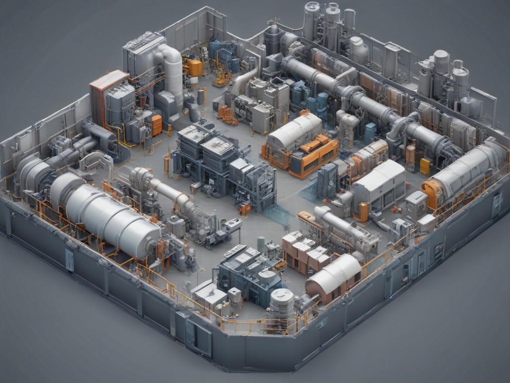 a three dimensional isometric representation of the inside of a factory ...