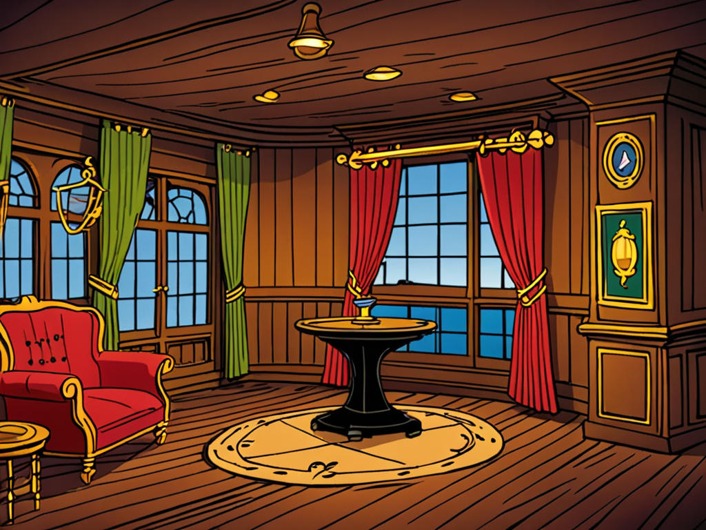 Interior of Captain Hook's state room on the pirate ship from the ...