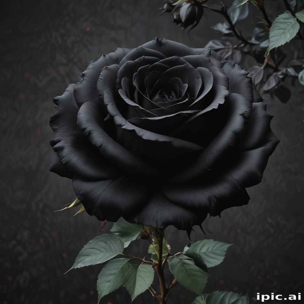 Stunning Black Rose in Full Bloom Against a Dark Background