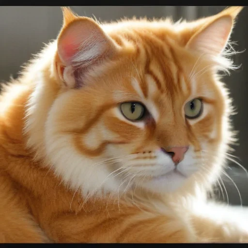 A Majestic Ginger Cat with Striking Green Eyes and Fluffy Fur.
