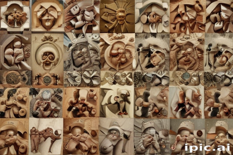 Intricate Collection of Sculptural Faces and Figures in Various ...