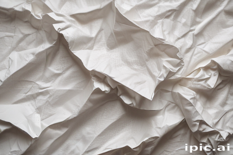 Textured Close-Up of Crumpled White Paper Showcasing Intricate Creases ...