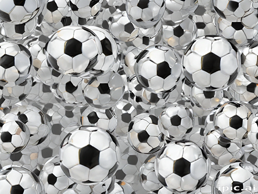 A Dynamic Array of Shiny Soccer Balls in a Chaotic Arrangement.