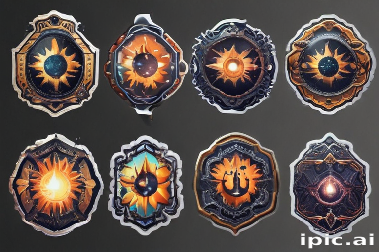 Collection of Intricate Emblems Featuring Celestial Designs and Radiant ...